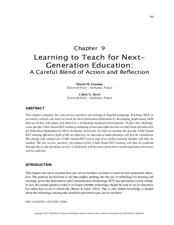 (PDF) Learning to Teach for Next-Generation Education
