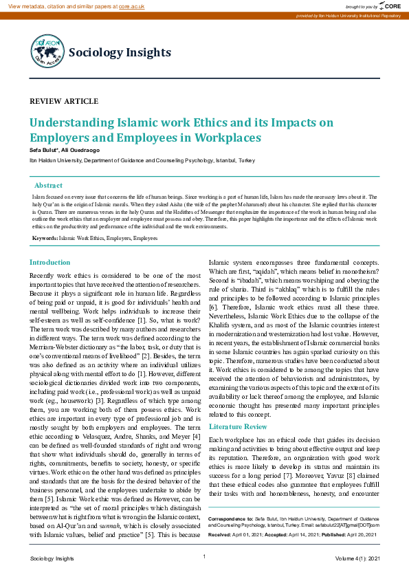 (PDF) Understanding Islamic work ethics and its impacts on employers ...