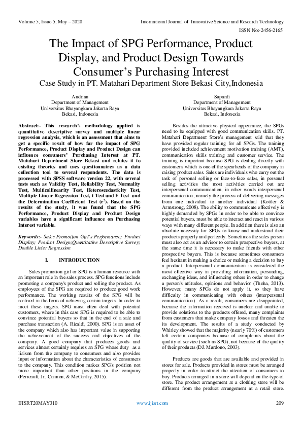 (PDF) The Impact of SPG Performance, Product Display, and Product ...
