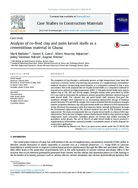 (PDF) Analysis of co-fired clay and palm kernel shells as a ...