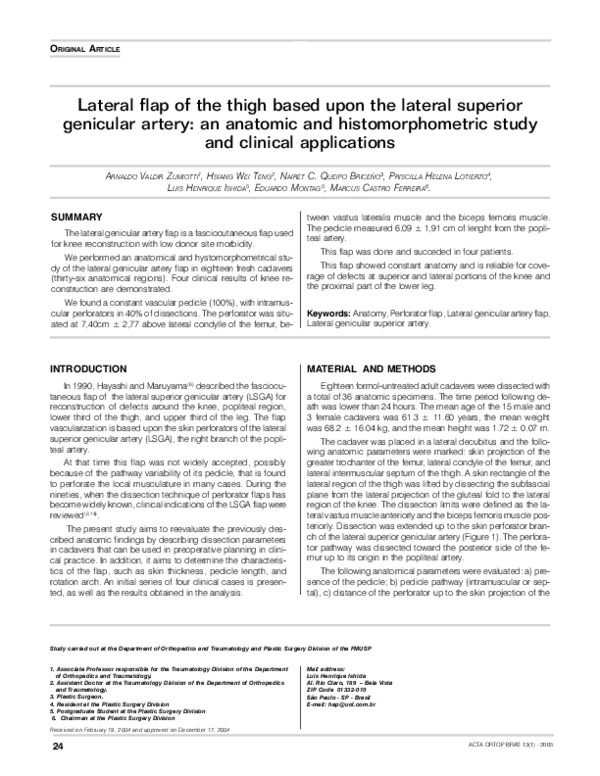 (PDF) Lateral flap of the thigh based upon the lateral superior ...