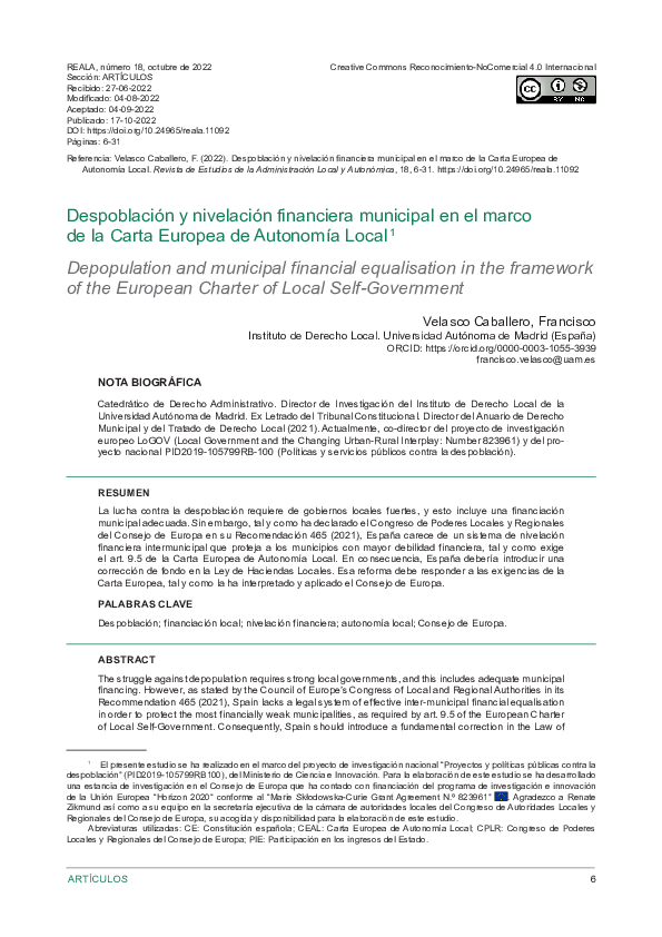 (PDF) Despoblación y nivelación financiera municipal en el marco de la ...
