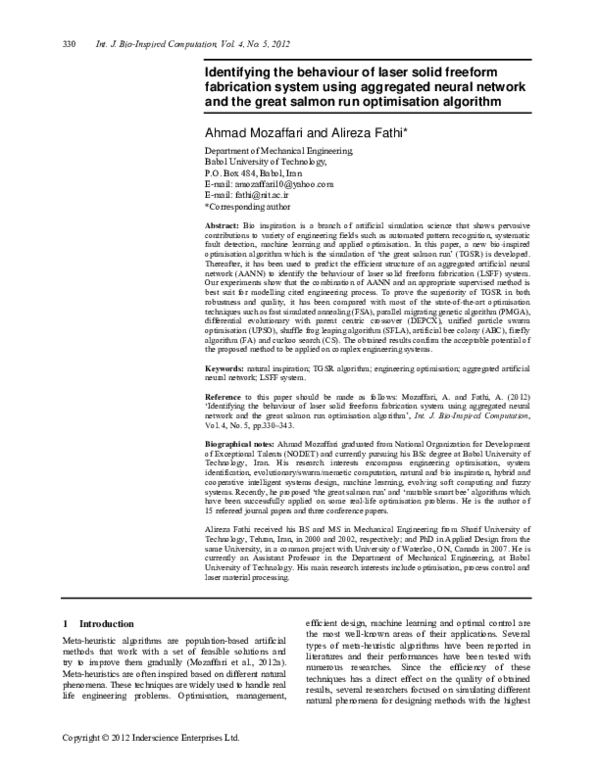Pdf Identifying The Behaviour Of Laser Solid Freeform Fabrication System Using Aggregated