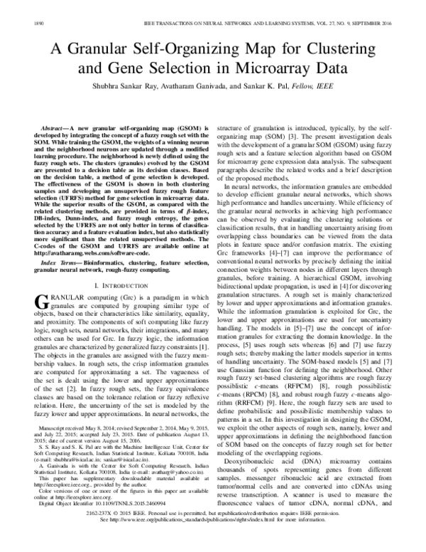 (PDF) A Granular Self-Organizing Map for Clustering and Gene Selection in Microarray Data