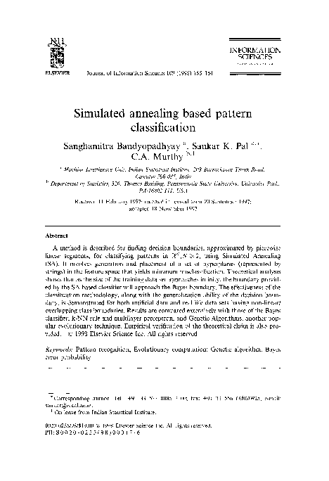 (PDF) Simulated annealing based pattern classification