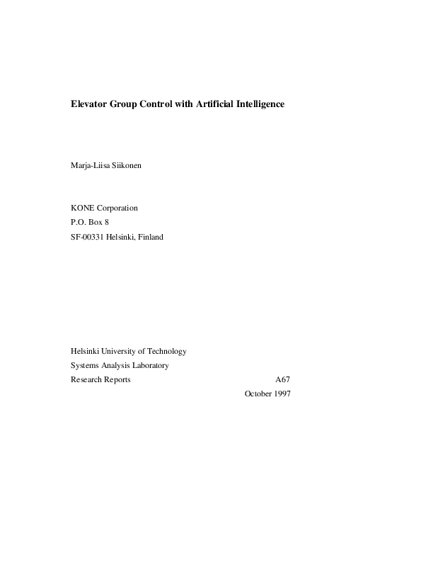(PDF) Elevator Group Control with Artificial Intelligence | Marja-Liisa Siikonen - Academia.edu