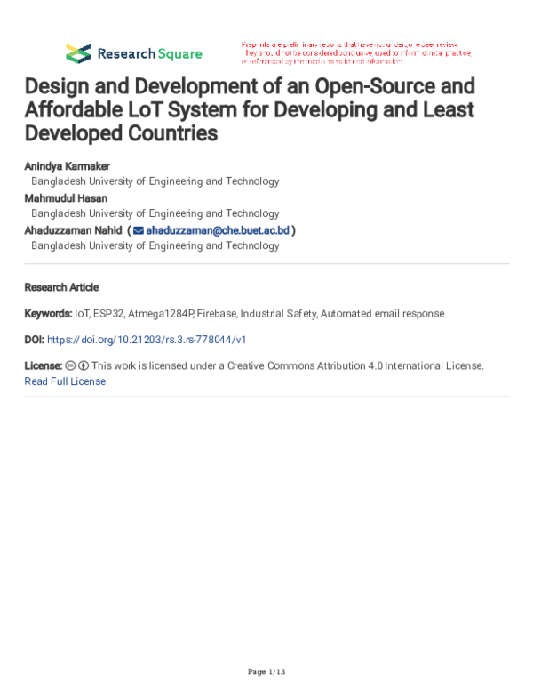 (PDF) Design and Development of an Open-Source and Affordable LoT ...