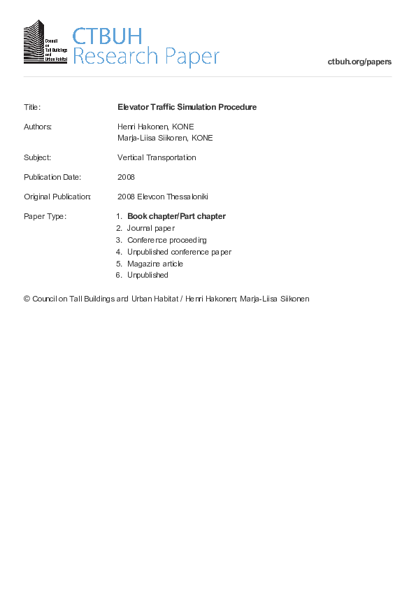(PDF) Elevator Traffic Simulation Procedure