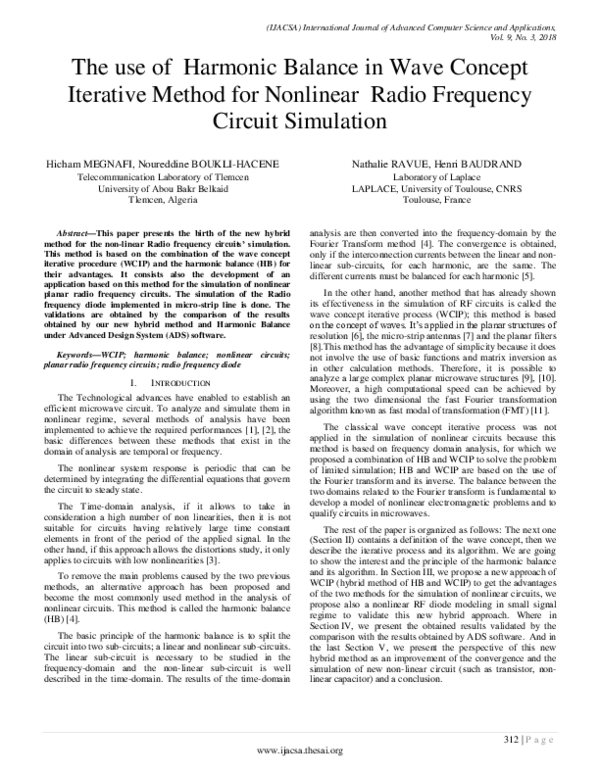 (PDF) The use of Harmonic Balance in Wave Concept Iterative Method for Nonlinear Radio Frequency ...