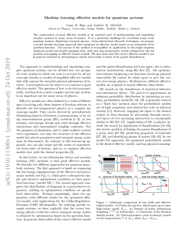 (PDF) Machine learning effective models for quantum systems