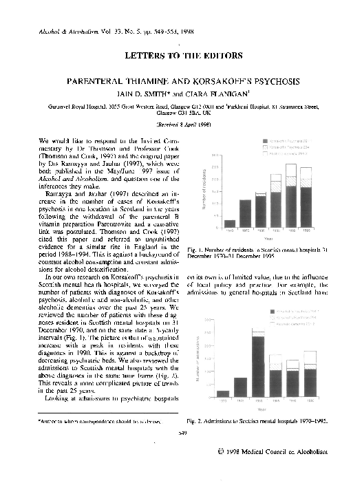 (PDF) Parenteral Thiamine and Korsakoff's Psychosis