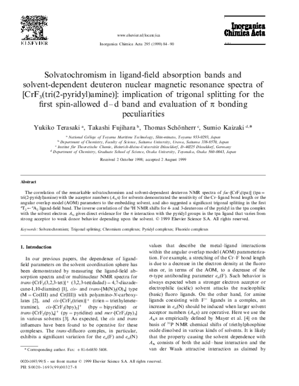 (PDF) Solvatochromism in ligand-field absorption bands and solvent ...