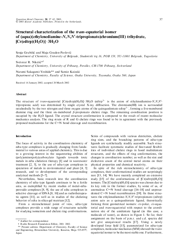 (PDF) Structural characterization of the trans -equatorial isomer of ...