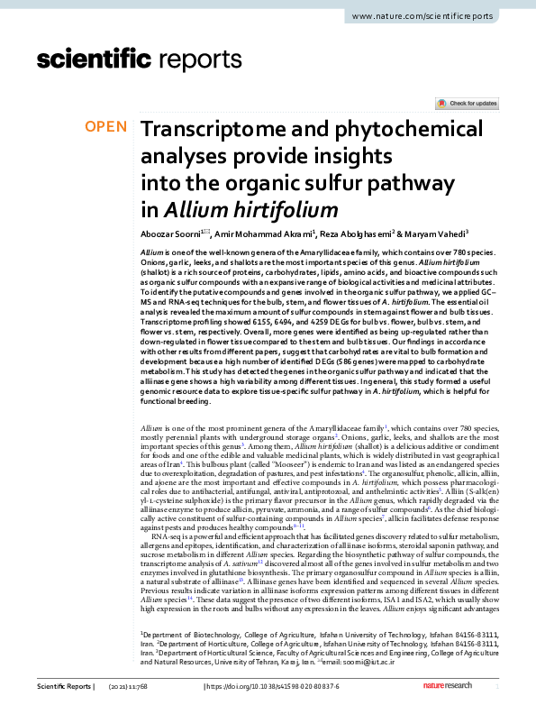 (PDF) Transcriptome and phytochemical analyses provide insights into ...