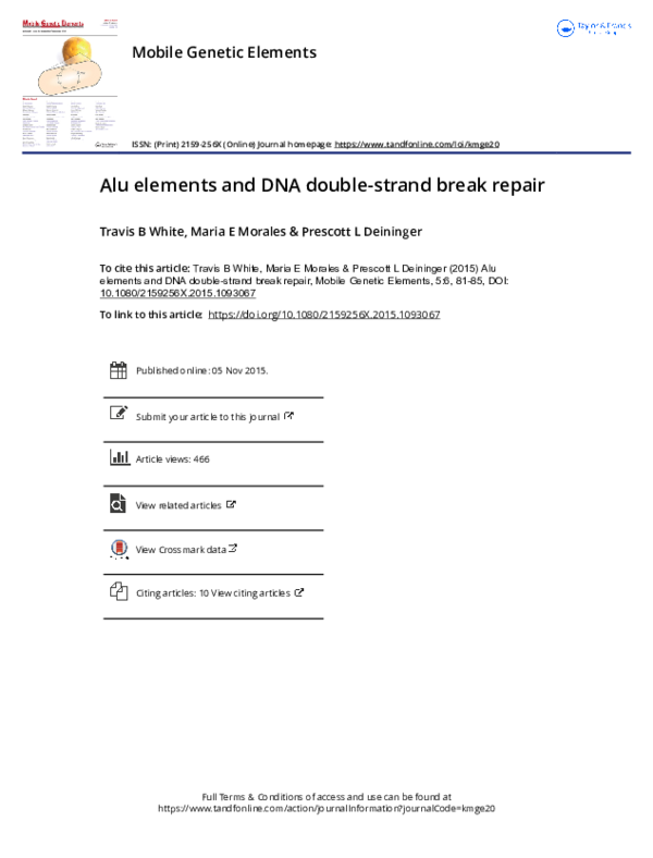 (PDF) Alu elements and DNA double-strand break repair