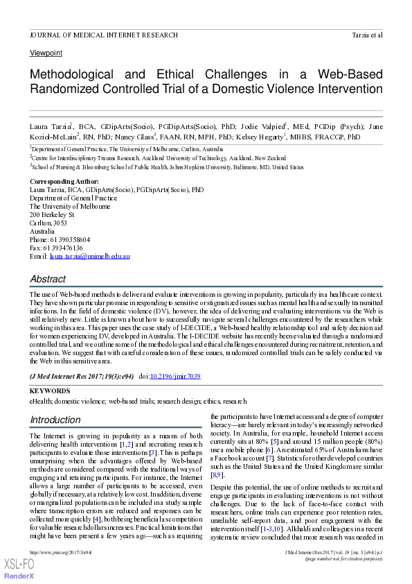 (PDF) Methodological and Ethical Challenges in a Web-Based Randomized Controlled Trial of a ...