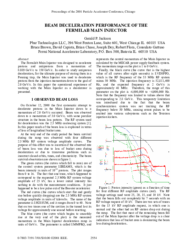 (PDF) Beam deceleration performance of the Fermilab Main Injector