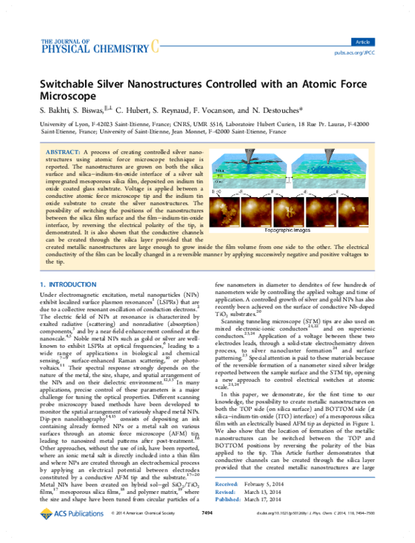 (PDF) Switchable Silver Nanostructures Controlled with an Atomic Force ...