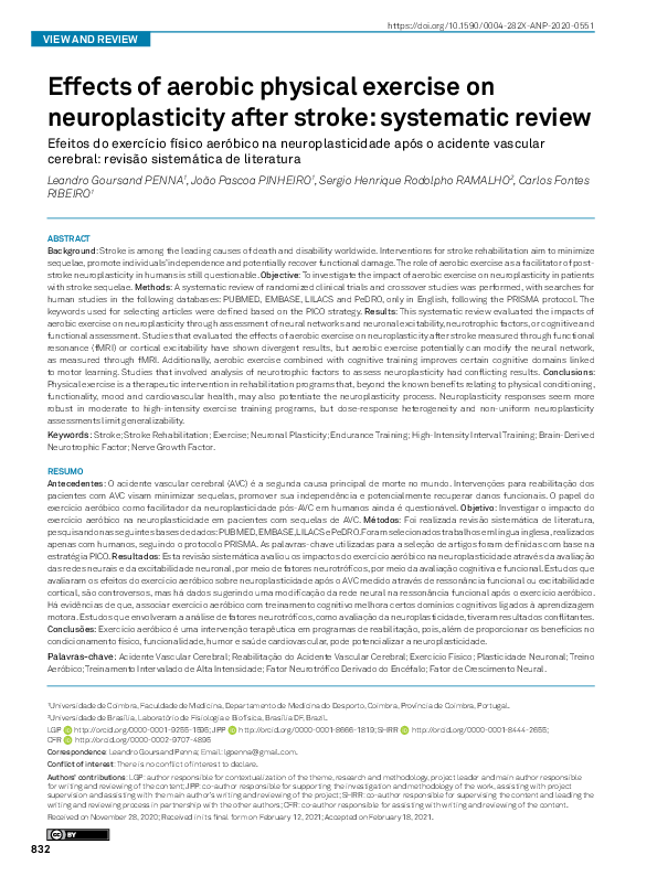 (PDF) Aerobic Exercise and Post-Stroke Neuroplasticity