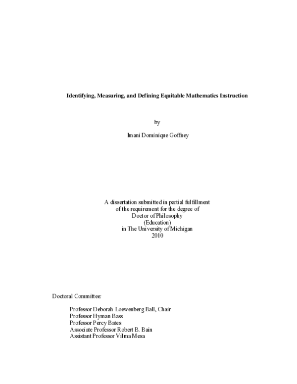 (PDF) Identifying, Measuring, and Defining Equitable Mathematics ...