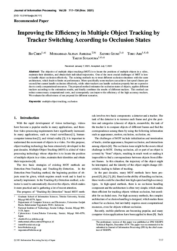 (PDF) Improving the Efficiency in Multiple Object Tracking by Tracker Switching According to ...