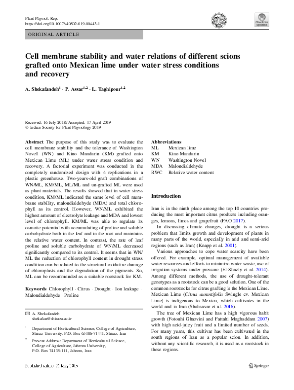 (PDF) Cell membrane stability and water relations of different scions ...