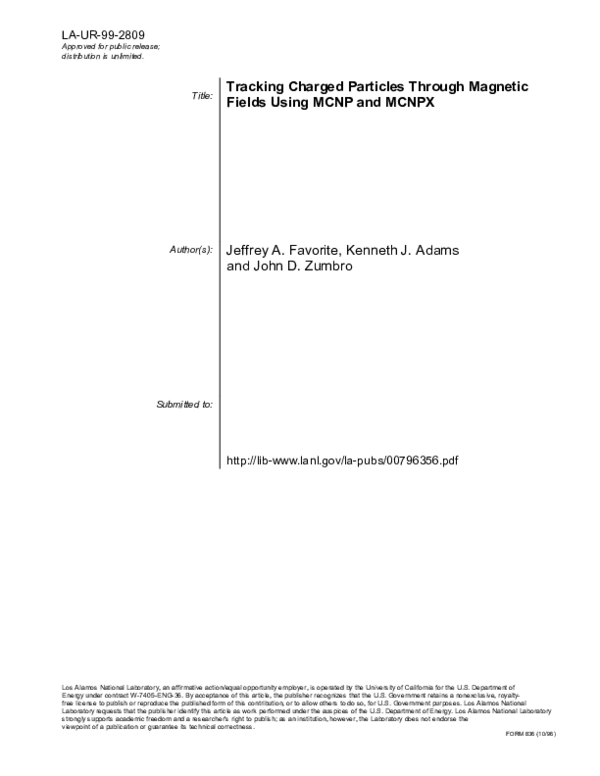 (PDF) Tracking Charged Particles Through Magnetic Fields Using MCNP and MCNPX