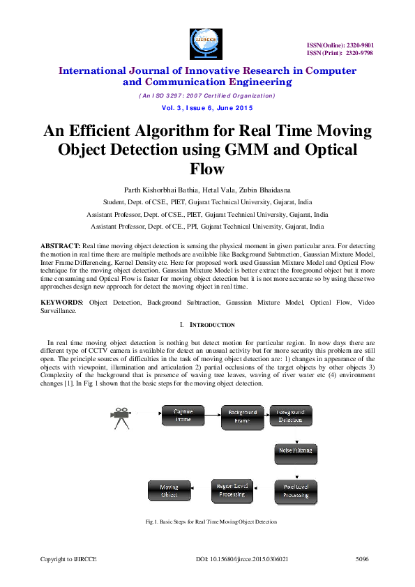 (PDF) An Efficient Algorithm for Real Time Moving Object Detection using GMM and Optical Flow