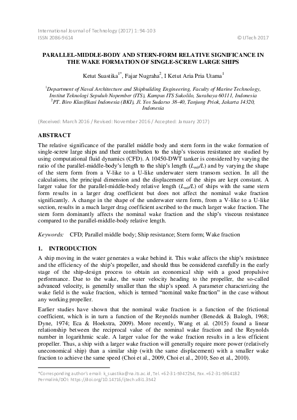 (PDF) Parallel-middle-body and Stern-form Relative Significance in the ...
