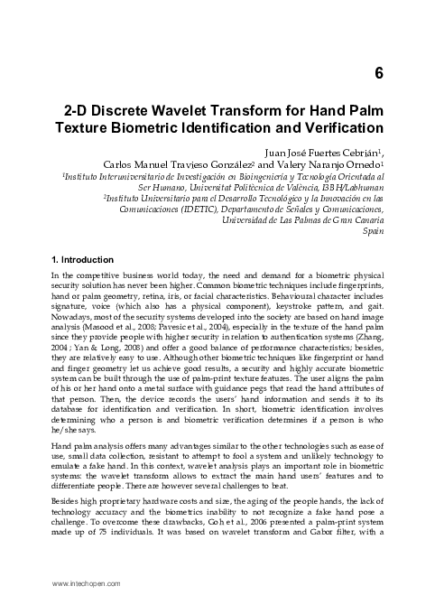 Pdf 2 D Discrete Wavelet Transform For Hand Palm Texture Biometric Identification And
