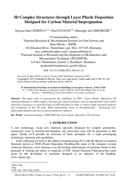 (PDF) 3D Complex Structures through Layer Plastic Deposition Designed for Carbon Material ...