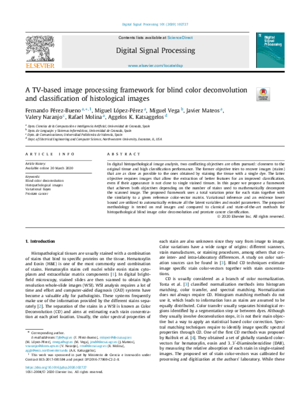 Pdf A Tv Based Image Processing Framework For Blind Color Deconvolution And Classification Of