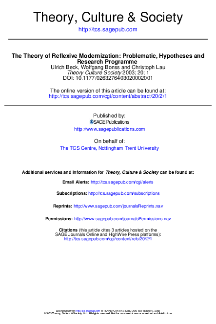 (PDF) The Theory of Reflexive Modernization