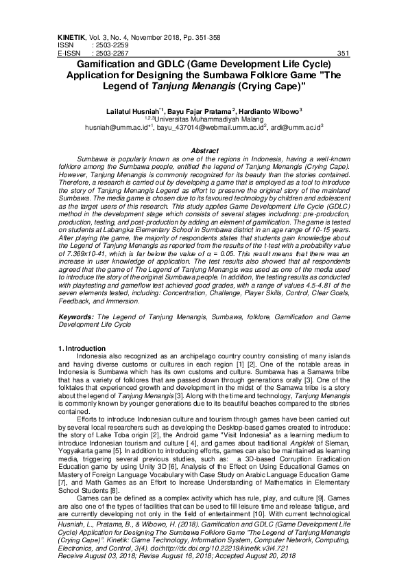 (PDF) Gamification And GDLC (Game Development Life Cycle) Application For Designing The Sumbawa ...