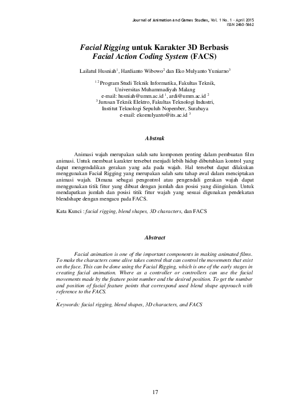 (PDF) Facial Rigging untuk Karakter 3D Berbasis Facial Action Coding ...