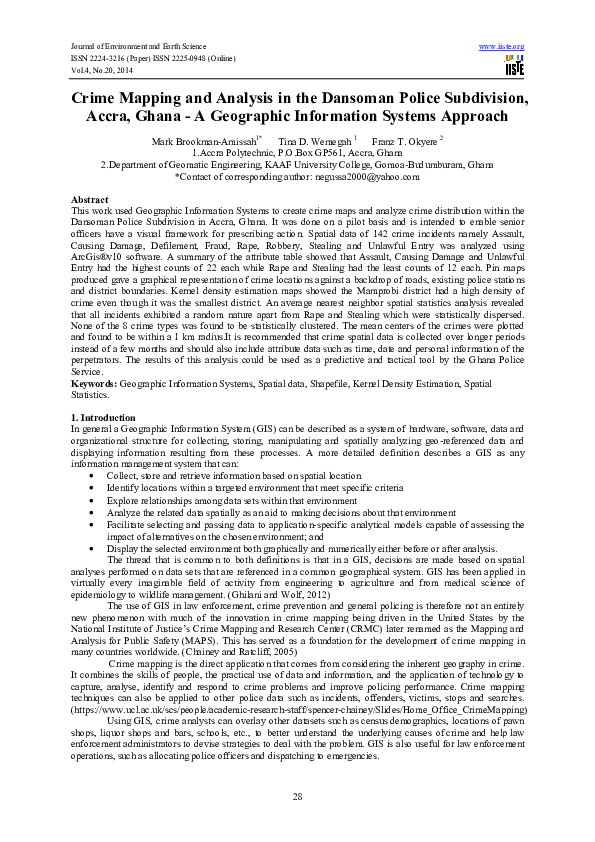 (PDF) Crime Mapping and Analysis in the Dansoman Police Subdivision ...
