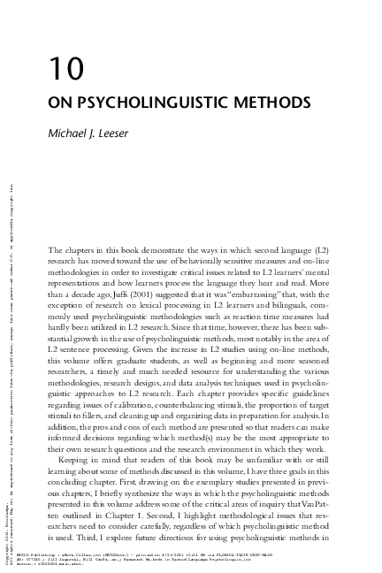 (PDF) ON PSYCHOLINGUISTIC METHODS