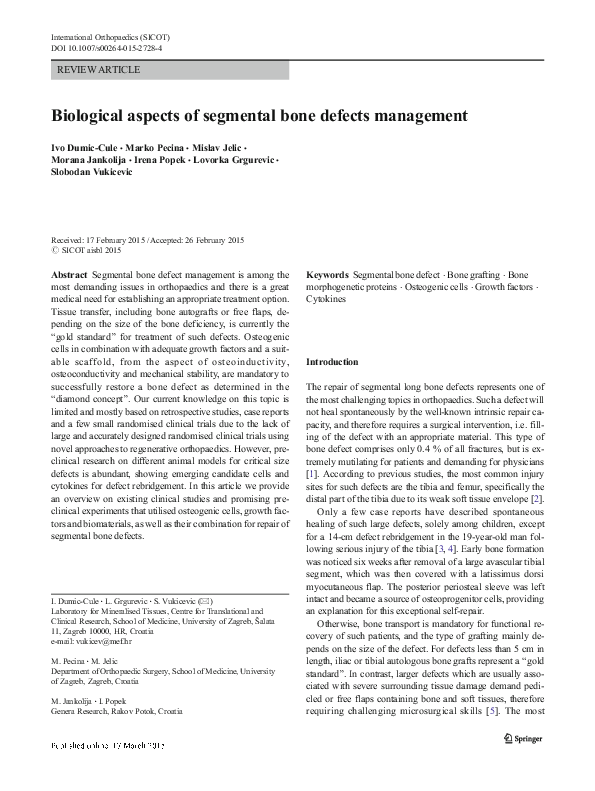(PDF) Managing Segmental Bone Defects in Orthopaedics