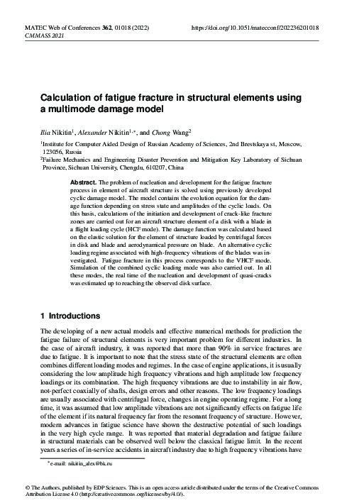 (PDF) Calculation of fatigue fracture in structural elements using a ...