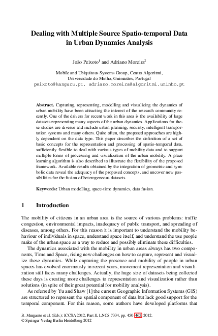 (PDF) Dealing with multiple source spatio-temporal data in urban dynamics analysis
