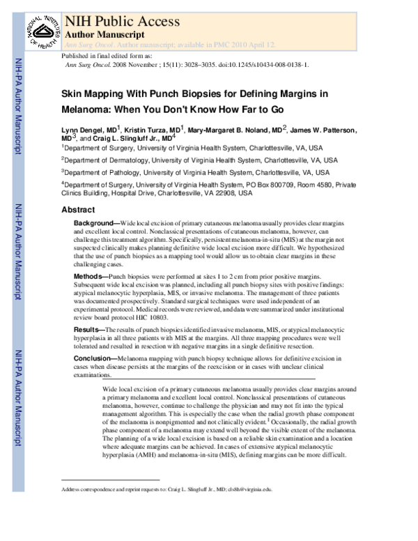 (PDF) Skin Mapping With Punch Biopsies for Defining Margins in Melanoma ...