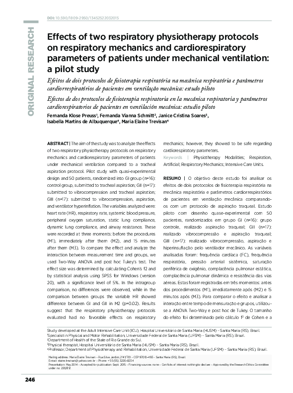 (PDF) Effects of two respiratory physiotherapy protocols on respiratory ...