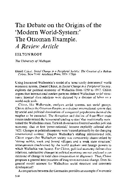 (PDF) The Debate on the Origins of the ‘Modern World-System.’ The ...