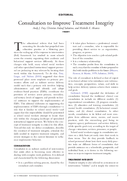 (PDF) Consultation to Improve Treatment Integrity