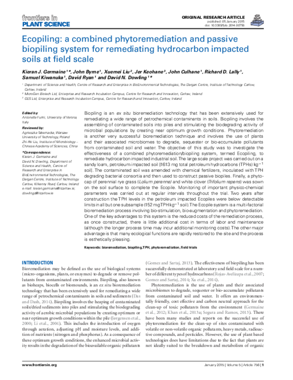 (PDF) Ecopiling: a combined phytoremediation and passive biopiling ...