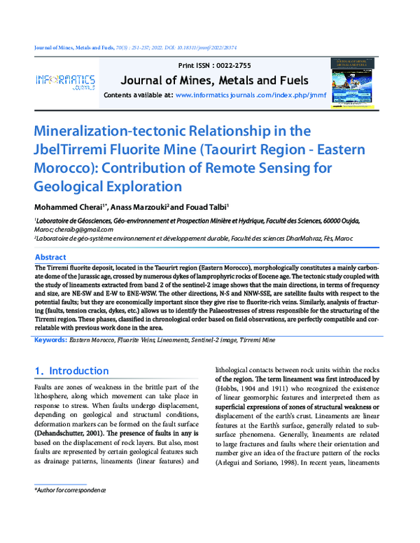 (PDF) Mineralization-tectonic Relationship in the JbelTirremi Fluorite ...