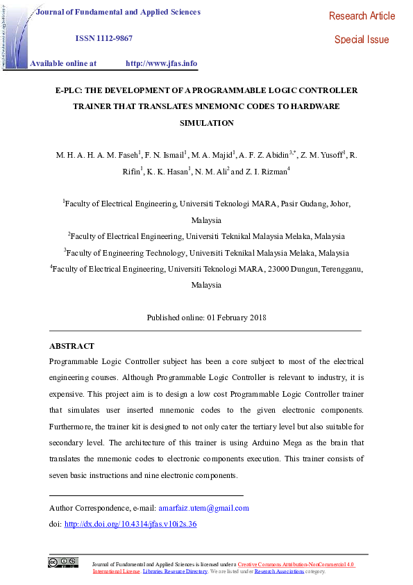 (PDF) E-PLC: the development of a programmable logic controller trainer ...