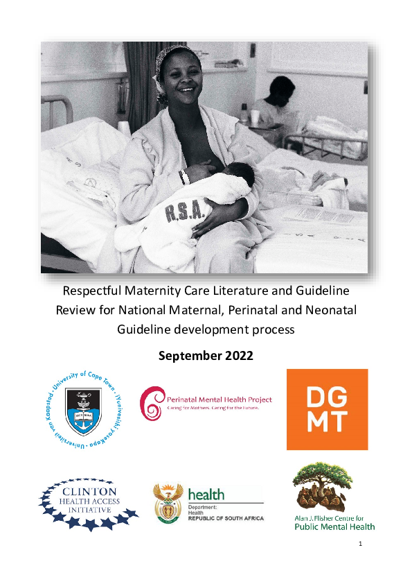 (PDF) Respectful Maternity Care Literature & Guidelines Review: Maternal Perinatal and Neonatal ...