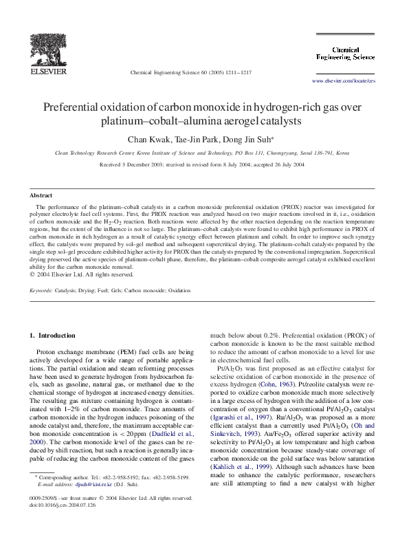 (PDF) Preferential Oxidation of Carbon Monoxide in Hydrogen-Rich ...