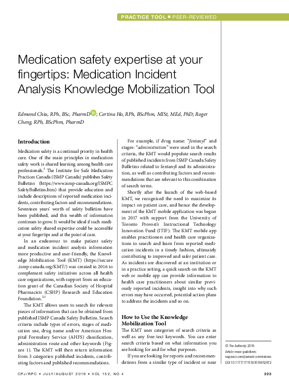 (PDF) Medication safety expertise at your fingertips: Medication ...